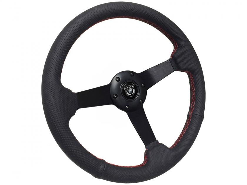 Auto Pro USA VSW 6-Bolt Leather Steering Wheel ST3602BLK-RED | Classic ...