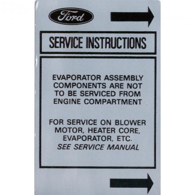 Dennis Carpenter Decal - Heater/Air Service Instructions - 1973-79 Ford ...