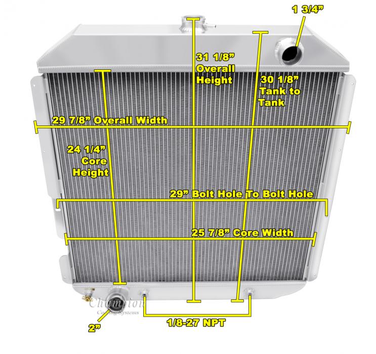 Champion Cooling 3 Row All Aluminum Radiator Made With Aircraft Grade ...