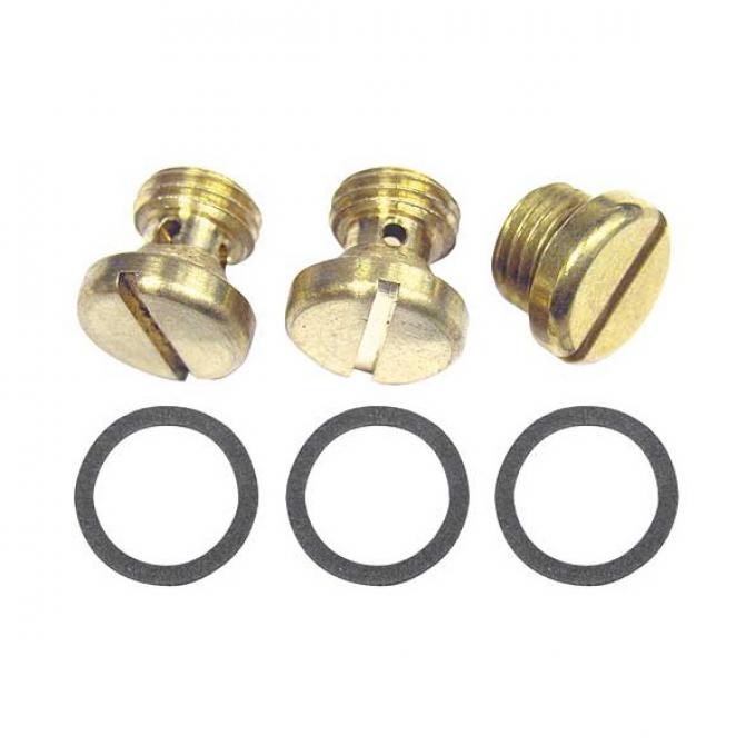 Carburetor Bowl Plug Kit - Stromberg - All 3 Plugs With Gaskets - Ford ...