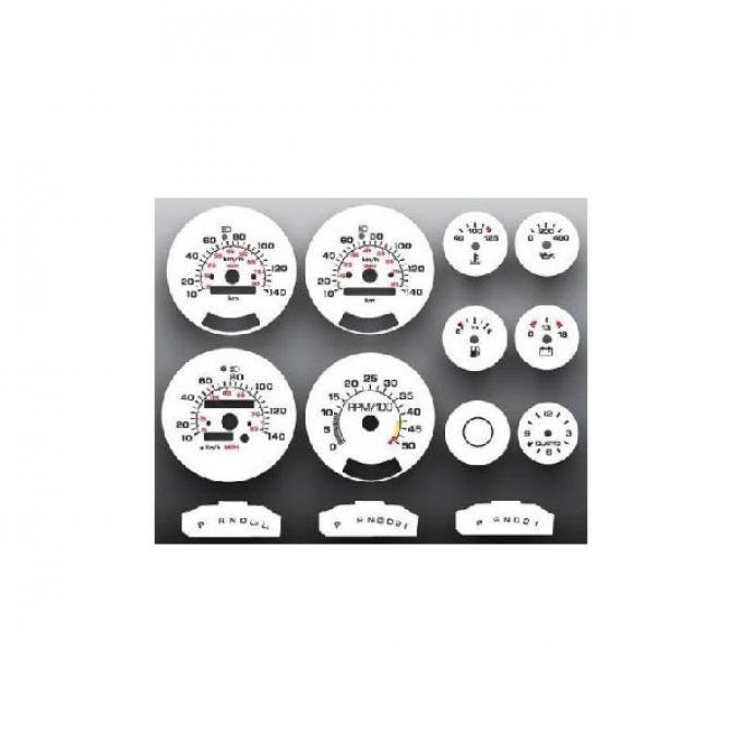 Chevrolet® Truck White Face Gauge Overlay,140 METRIC KPH KMH,1980..1991 ...