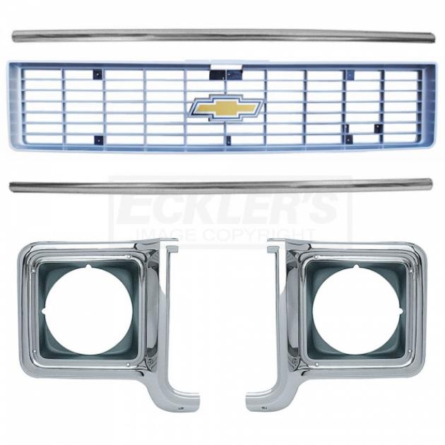 Chevy Truck Front Grille Kit, With Argent Silver Grille, 1973-1974 ...