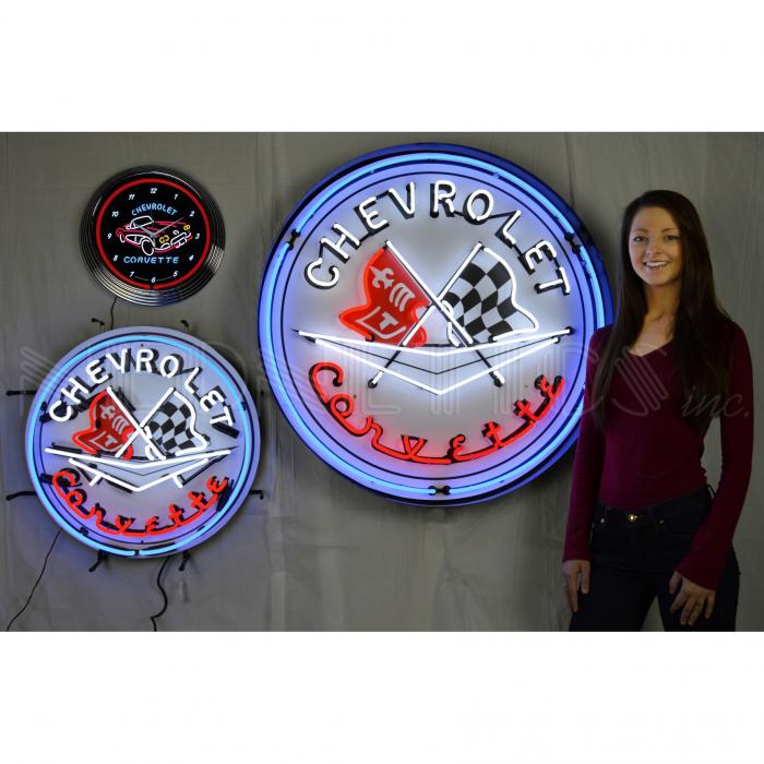 Neonetics Big Neon Signs in Steel Cans, Corvette Flags 36 Inch Neon ...