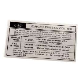 Emission Decal - 429 4-Barrel - Automatic Or Manual Transmission - DOAE ...