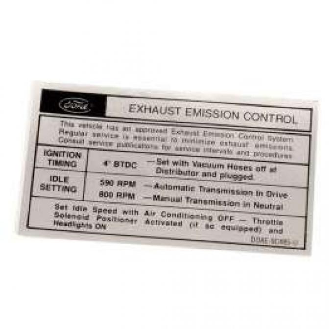 Emission Decal - 429 4-Barrel - Automatic Or Manual Transmission - DOAE ...